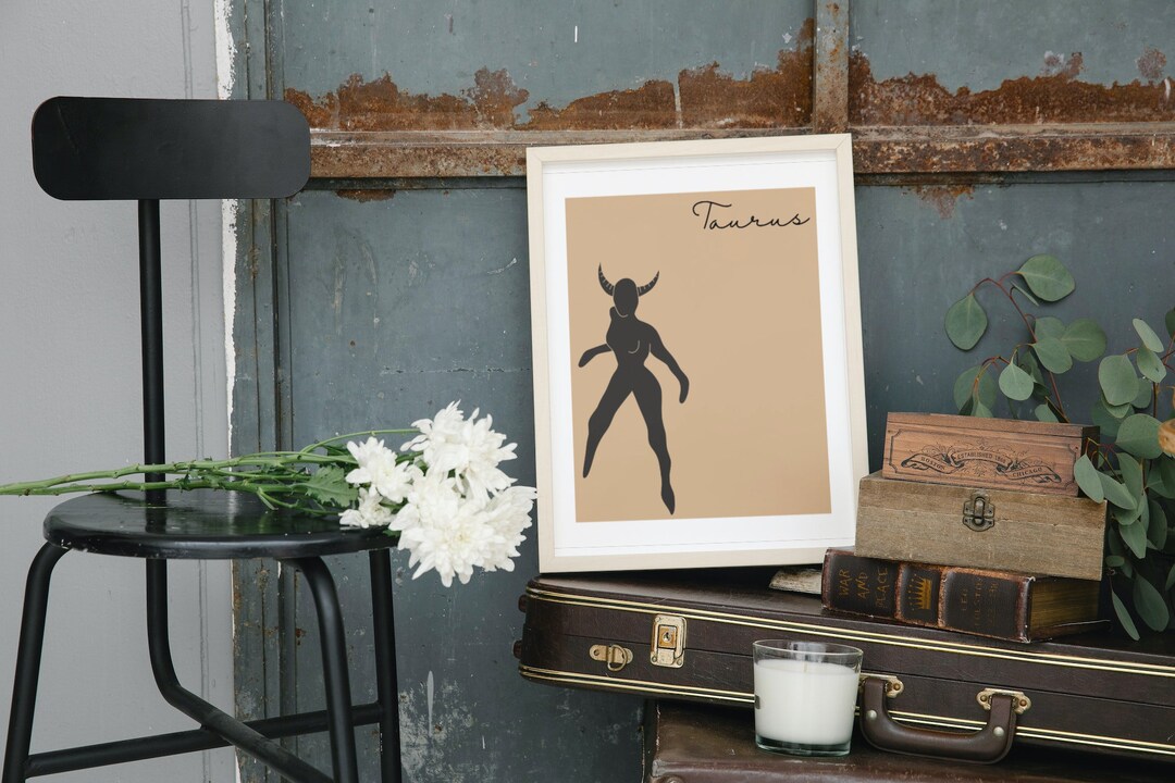 Taurus Boho Zodiac Art - Etsy