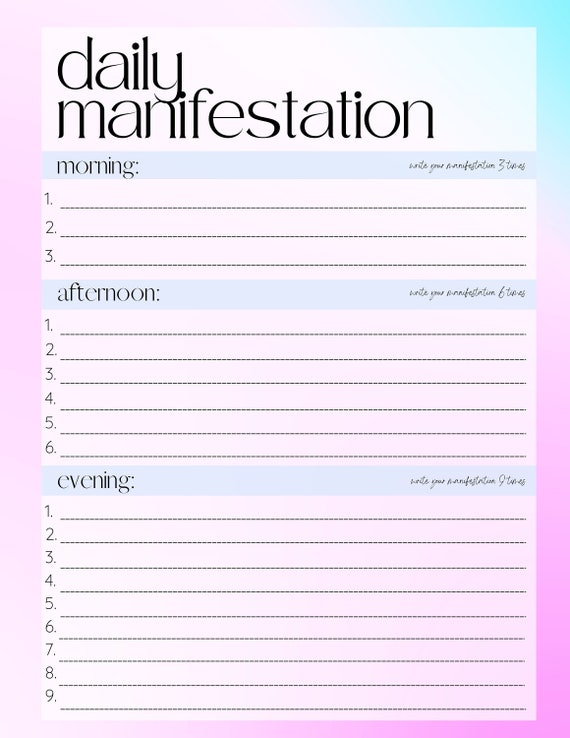 Easy Simple 3 6 9 Manifestation Printable Law Of Attraction Etsy