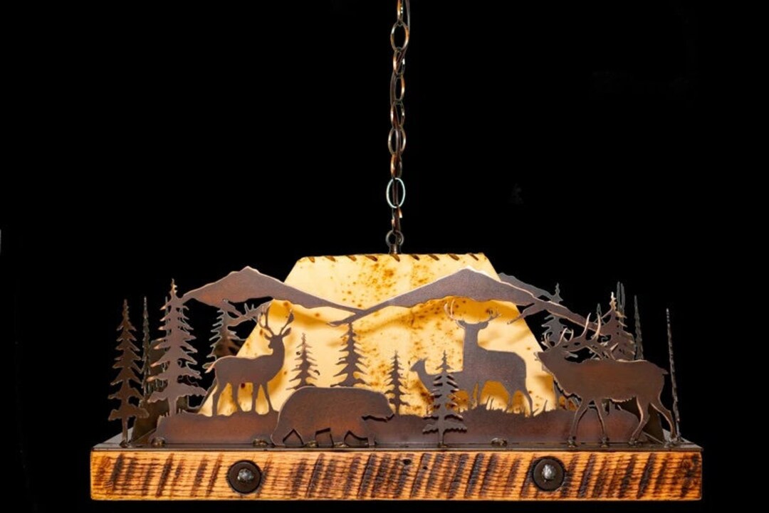 Rustic Barn Wood Chandelier: Deer, Elk, Moose - Handmade Cabin Lighting ...