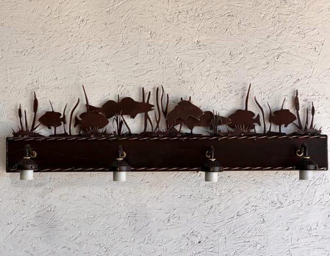 Rustic Fishing Bathroom Vanity Light: Trout & Bass Lakehouse Decor - Etsy