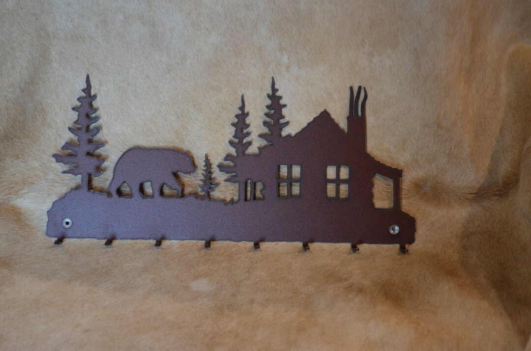 Key Hanger Bear Lodge 8 Hook Bear Metal Wall Hook Gift Key Holder Home ...