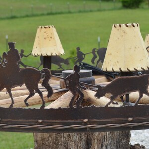 Rustic Wagon Wheel Chandelier: Handmade Sheepskin Shades, Western Ranch ...
