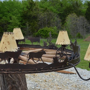 Authentic Wagon Wheel Chandelier: Handmade Rustic Western Lighting ...