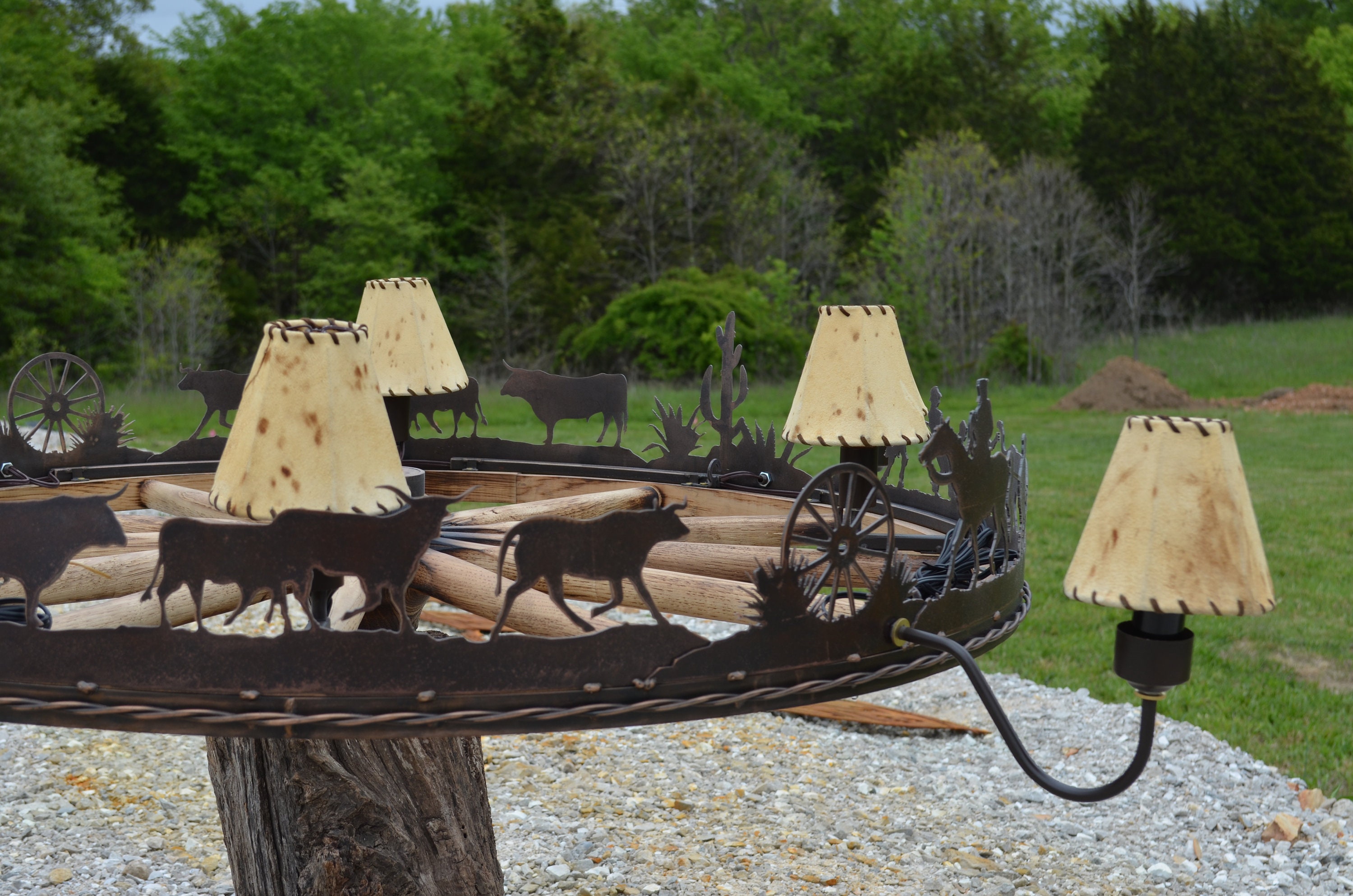 Authentic Wagon Wheel Chandelier: Handmade Rustic Western Lighting ...