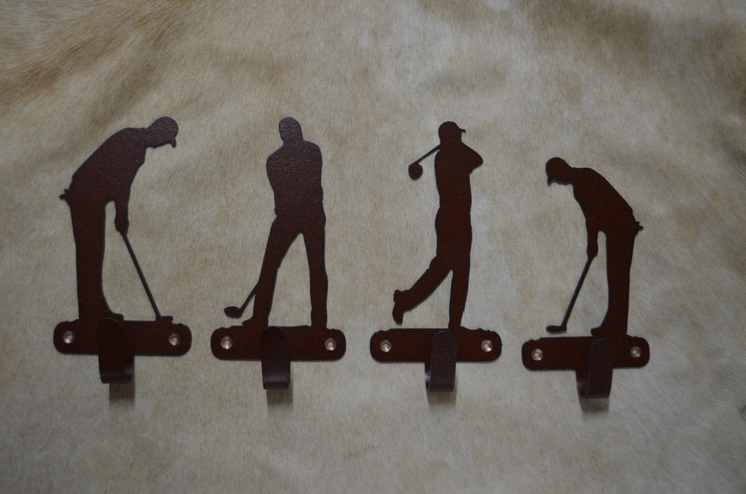 Set of Four Golf Wall Hooks Metal Wall Mounted Hooks. Towel Robe Hanger ...