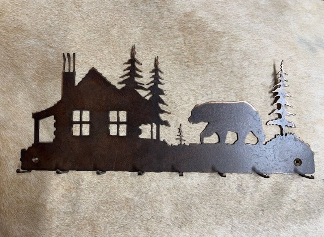 Key Hanger Bear Lodge 8 Hook Bear Metal Wall Hook Gift Key - Etsy