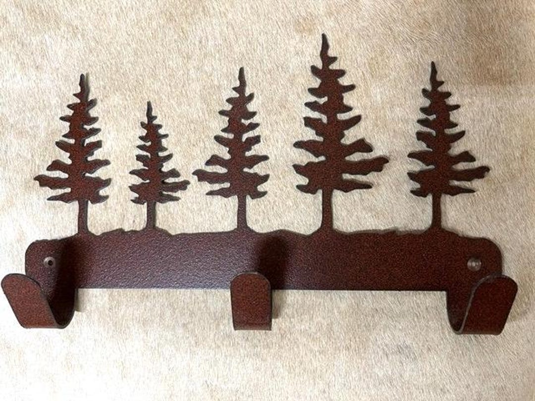 Pine Tree Metal Robe Hook: Rustic Lodge Wall Decor - Etsy
