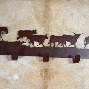 Cattle Drive Wall Hook. Rustic Western Ranch Decor. Metal Wall Mounted ...