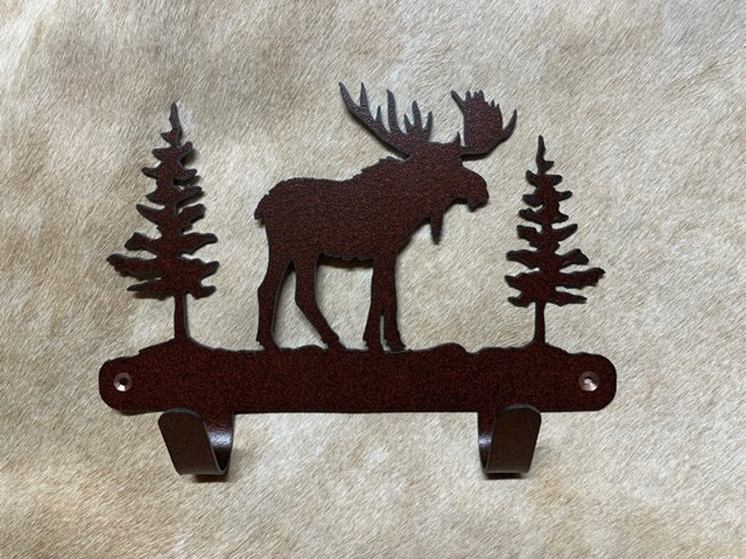 Moose Wall Hook Rustic Lodge Decor. Metal Wall Mounted Hooks. Towel ...
