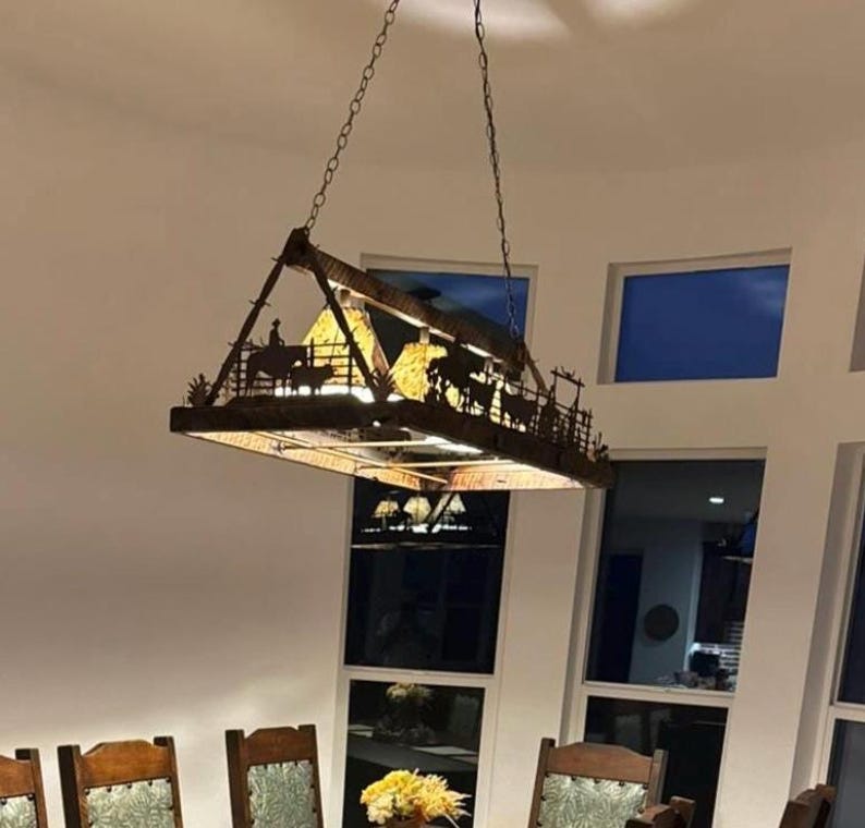 Rustic Western Chandelier Reclaimed Barn Wood Sheepskin Shades ...
