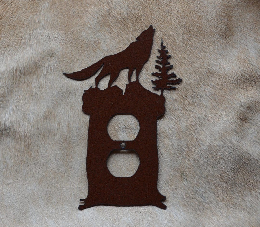 Howling Wolf Switch Cover Rustic Metal Light Wolf Switch Plug Outlet ...