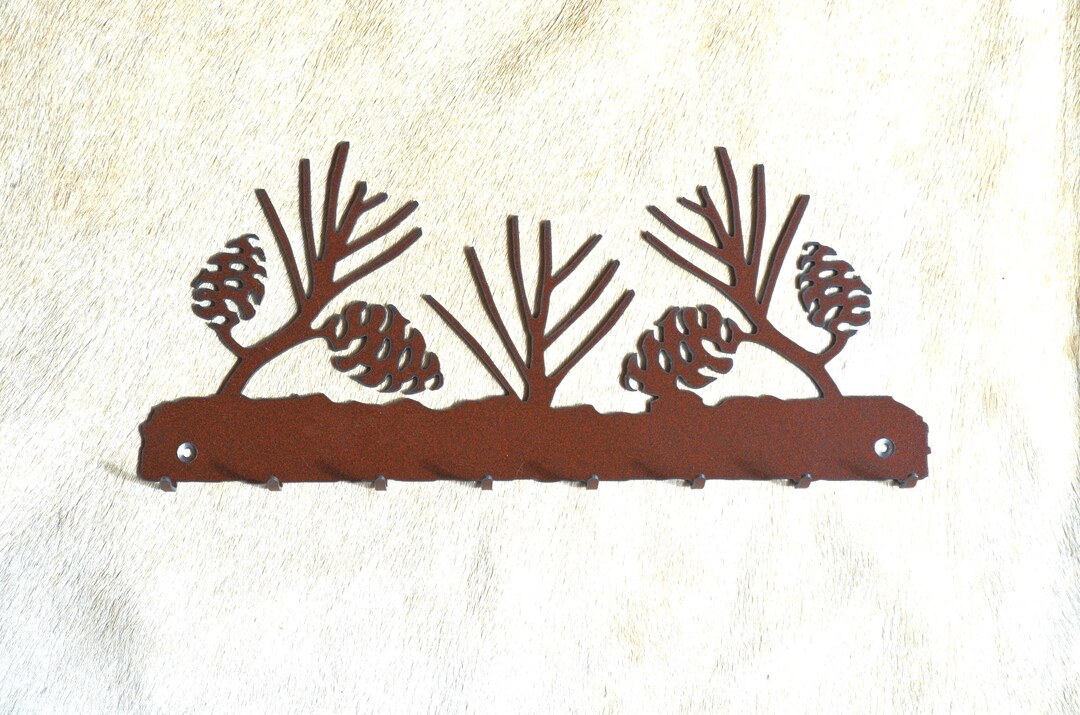 Rustic Pine Cone Key Hanger: Metal Wall Hook, Lodge Decor - Etsy