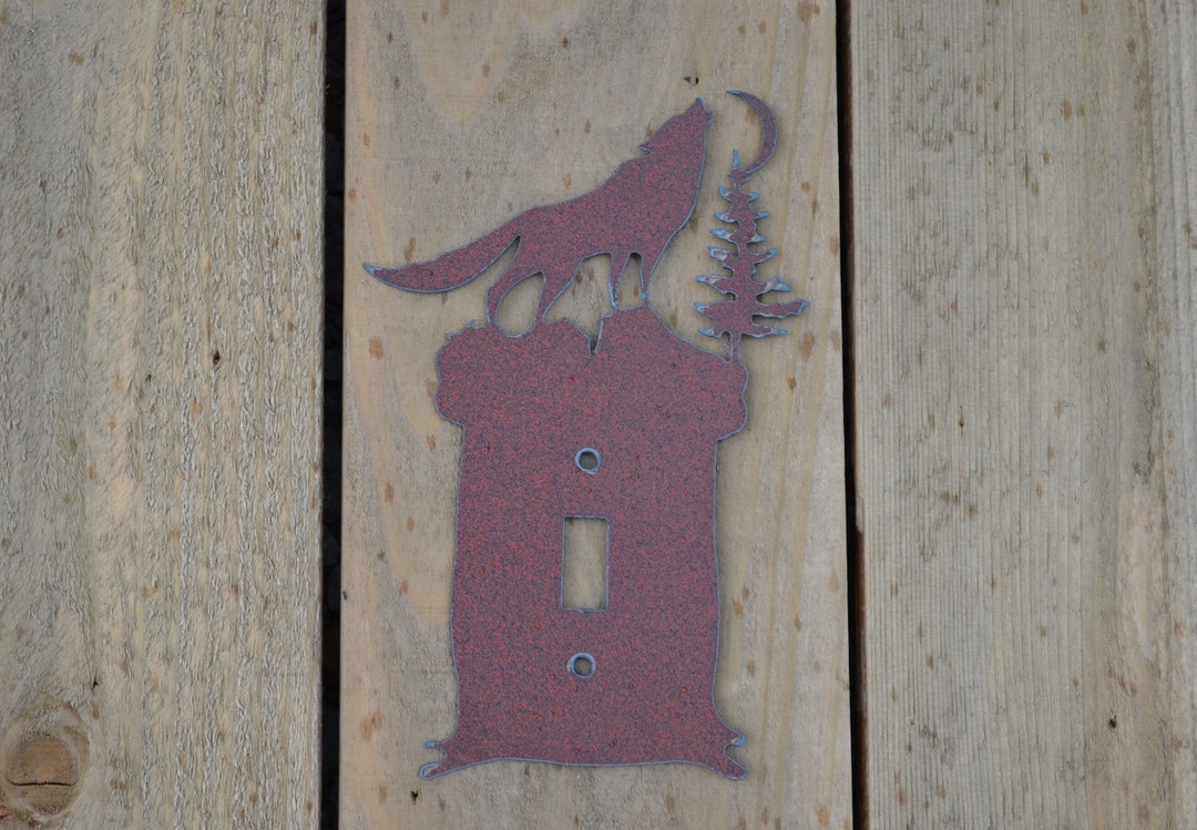 Howling Wolf Switch Cover. Rustic Metal Light Switch Plug Outlet Plate ...