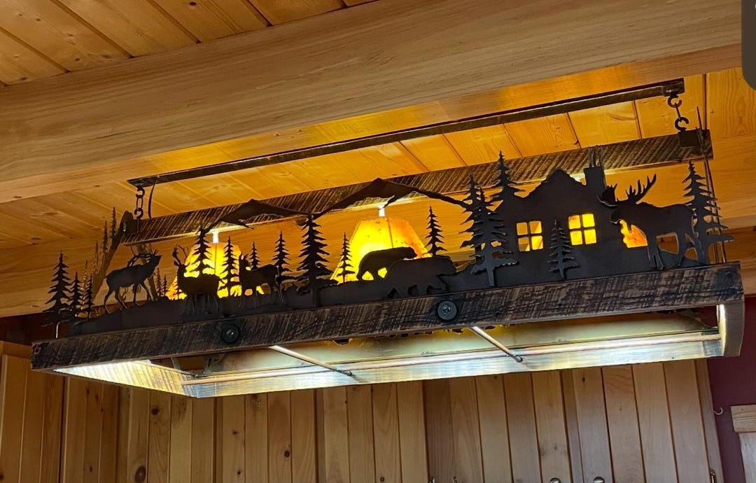 Rustic Mountain Cabin Lighting Reclaimed Wood Lodge Chandelier With ...