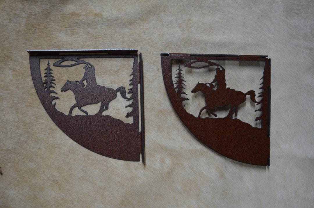 Roper Shelf Brackets Cowboy Metal Art Rodeo Decor Western Gift Nursery ...