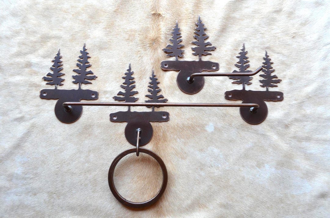 Rustic Copper Patina Towel Bar Set: Tree Lodge Bathroom Decor - Etsy