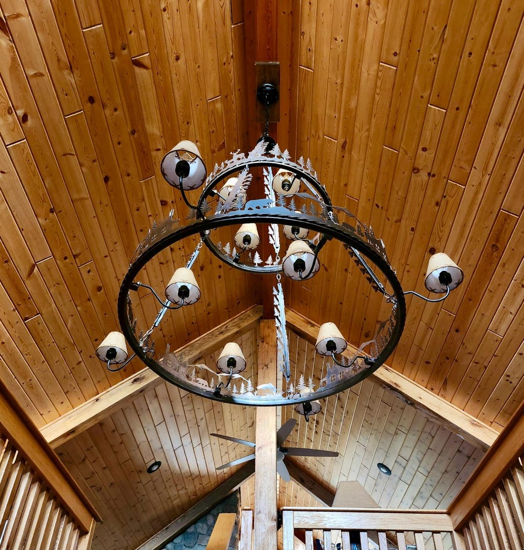 Extra Large Handmade Tiered Chandelier 60 Inch Base Metal Ring Lighting ...