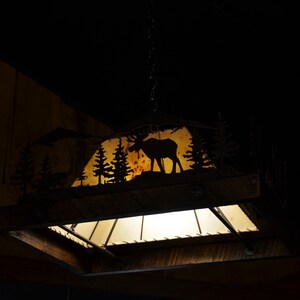 Pendant Rustic Chandelier Deer Elk Moose Light Mountain Cabin Light ...