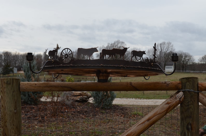 Authentic Wagon Wheel Chandelier: Handmade Rustic Western Lighting ...