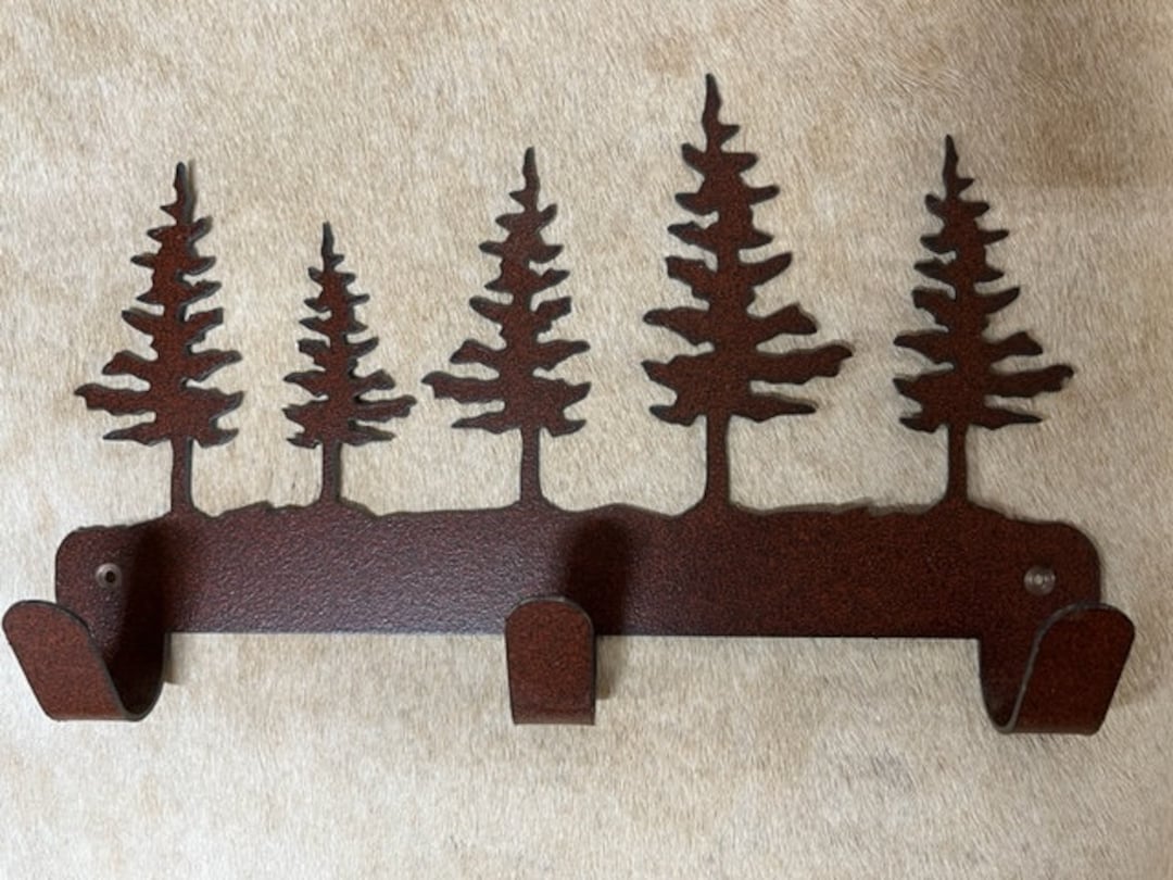 Pine Tree Robe Hook. Rustic Lodge Decor. Metal Wall Mounted Hooks ...