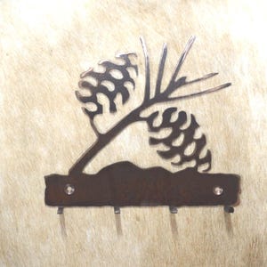 Rustic Pine Cone Key Hanger: Metal Wall Hook, Lodge Decor - Etsy