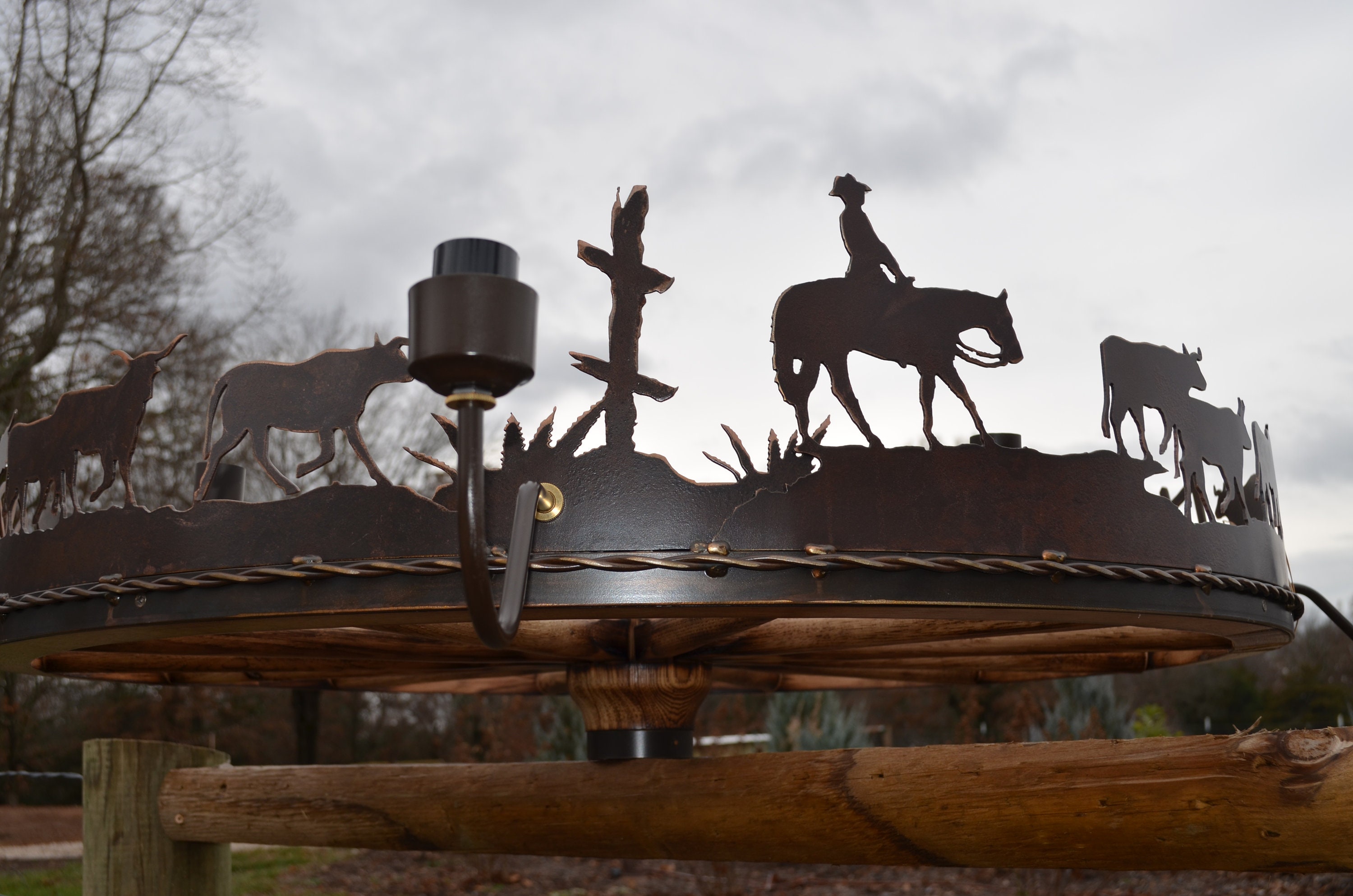 Authentic Wagon Wheel Chandelier: Handmade Rustic Western Lighting ...