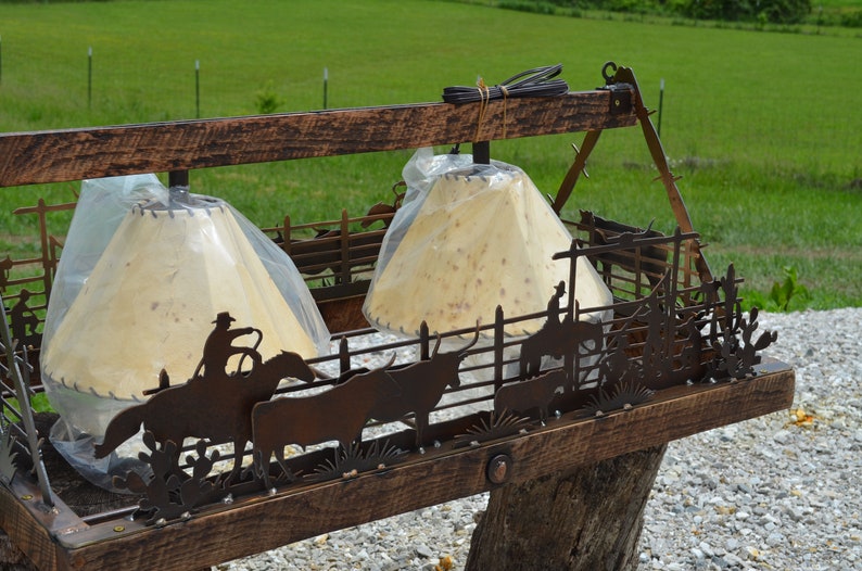 Rustic Western Chandelier Reclaimed Barn Wood Sheepskin Shades ...