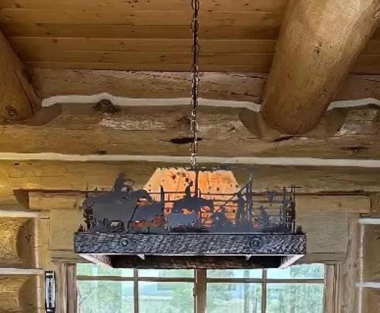 Chandelier Western Corral Pendant Chandelier: Rustic Barn Wood ...