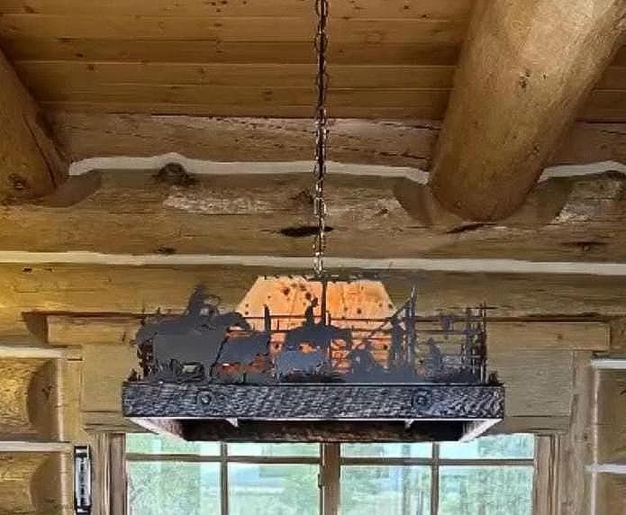 Chandelier Western Corral Pendant Chandelier: Rustic Barn Wood ...