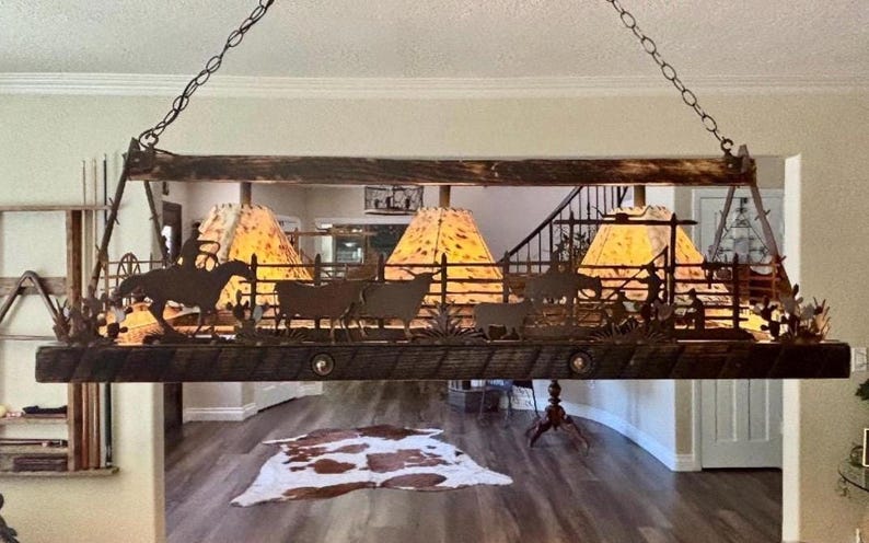 Western Chandelier Handmade With Reclaimed Barn Wood, Sheepskin Shades ...