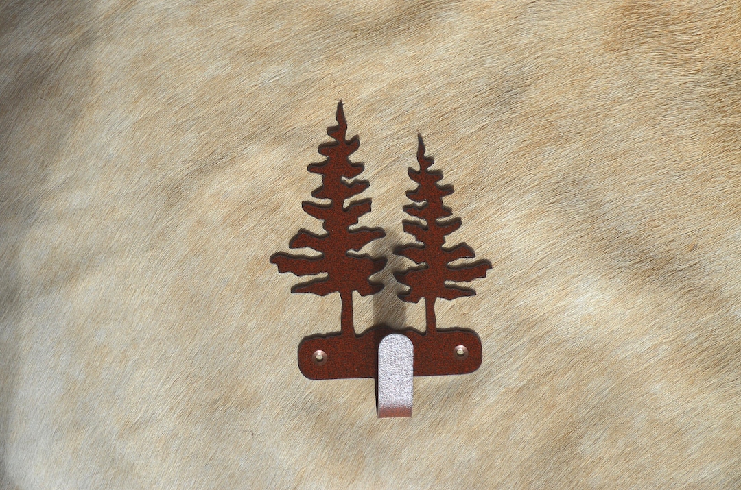 Rustic Tree Wall Hook: Handmade Metal Pine Coat Rack - Etsy