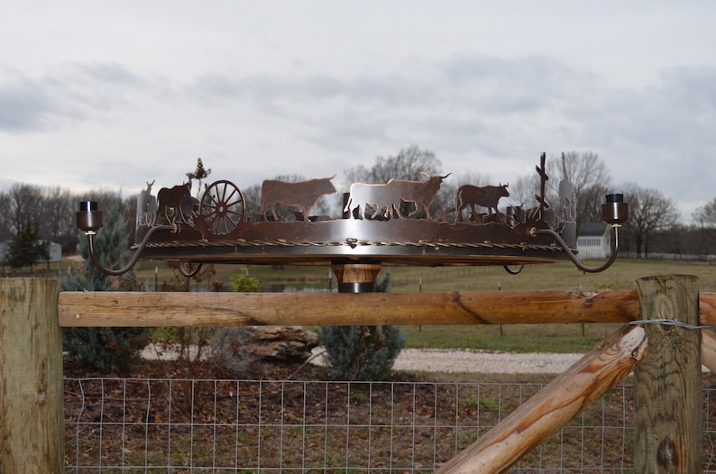 Authentic Wagon Wheel Chandelier: Handmade Rustic Western Lighting ...