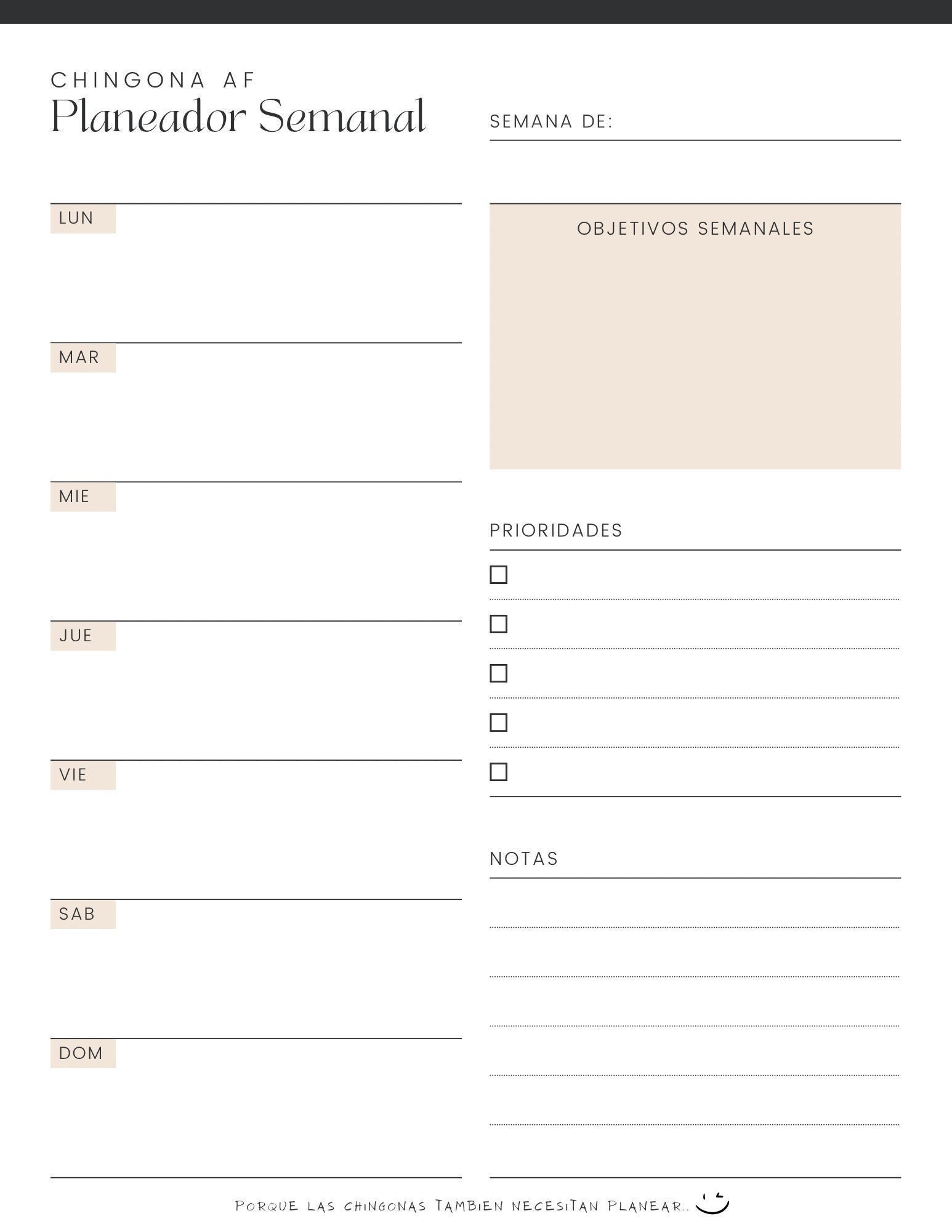 Spanish Weekly Planner/ Planeador Semanal - Etsy