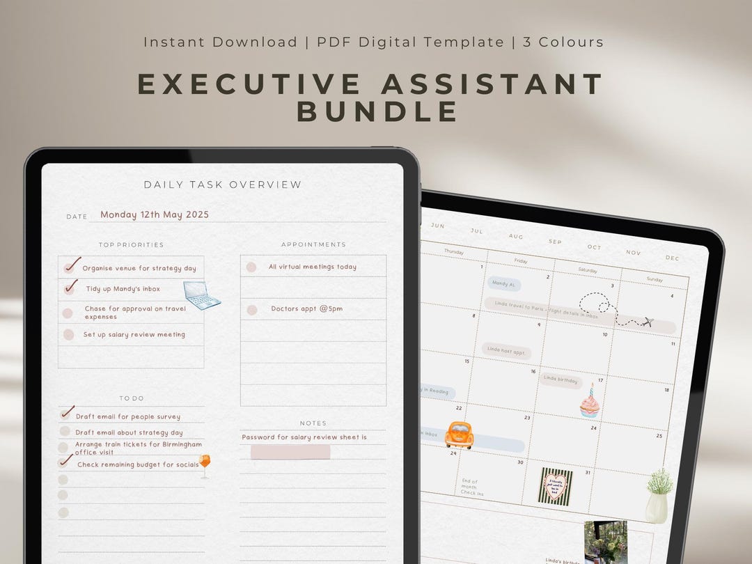 Executive Assistant Digital Templates Bundle, Virtual Assistant Planner ...