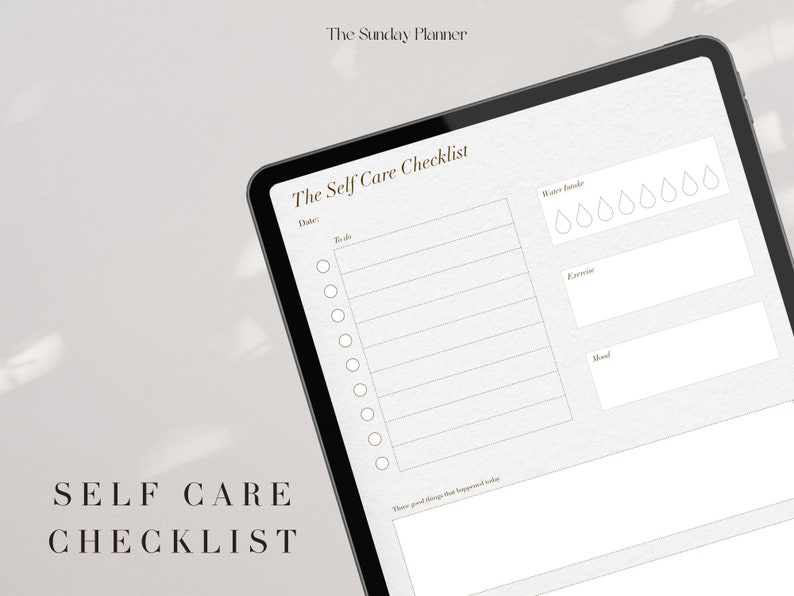 Self Care Checklist Instant Download Digital Personal Check in Template ...