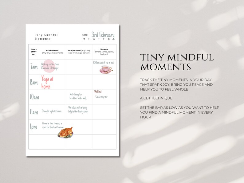 Mindfulness Worksheet, CBT Technique, Digital and Printable Download - Etsy
