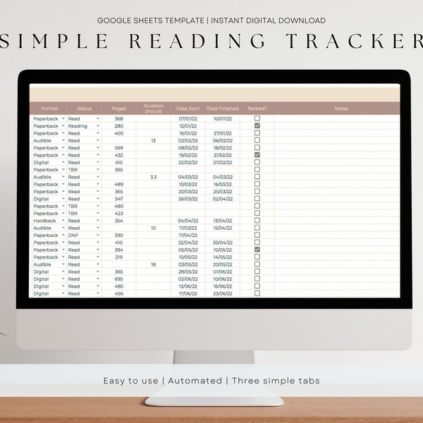 Reading Tracker Google Spreadsheet - Etsy Reading Tracker Google Spreadsheet - Etsy
