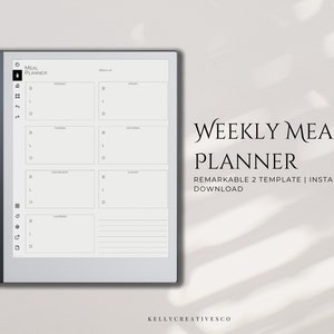 Remarkable 2 Template, Meal Planner, Weekly Meal Planner, Digital ...
