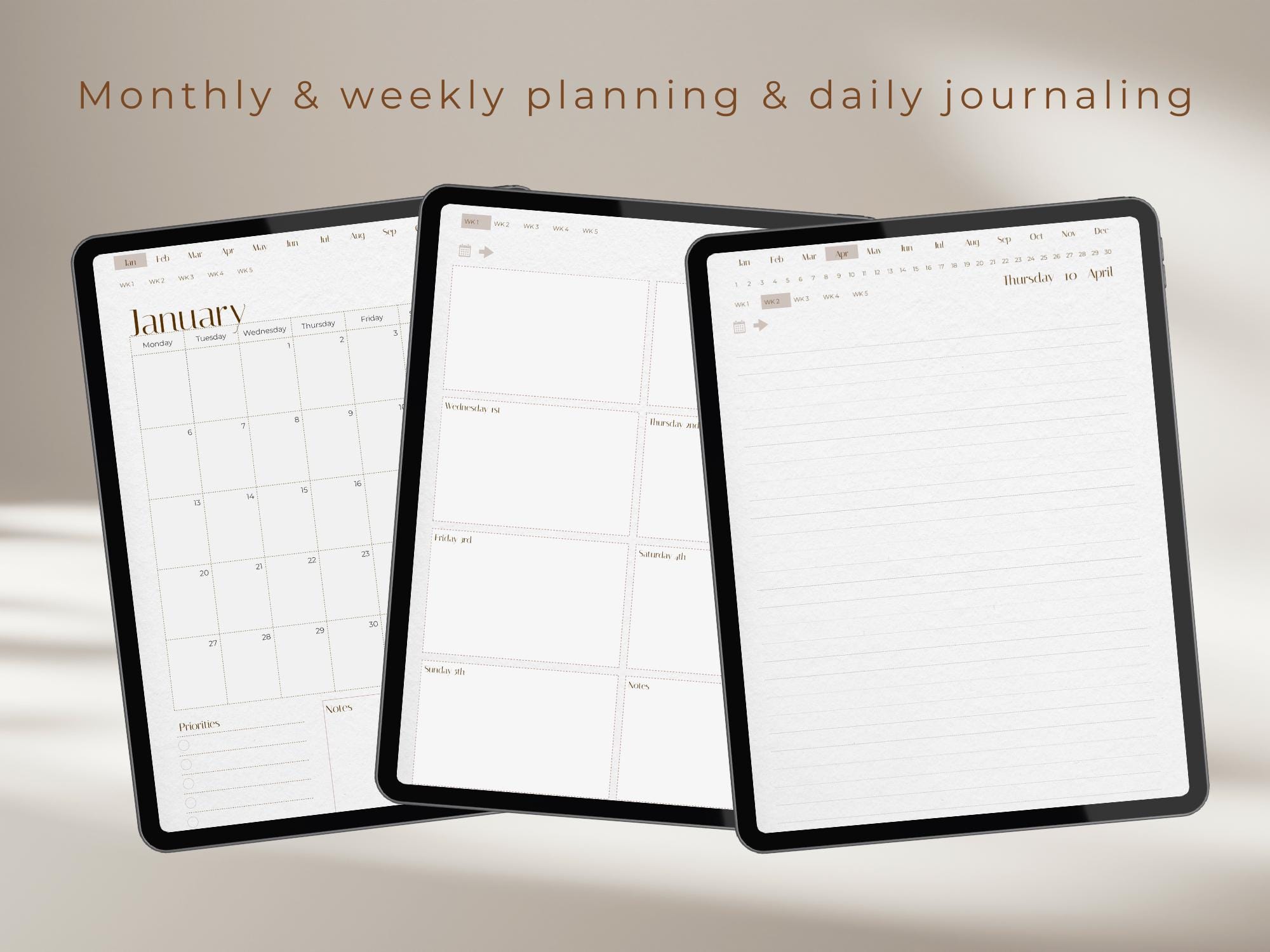 2025 Digital Journal for Goodnotes Daily Diary Monthly Calendar Weekly ...
