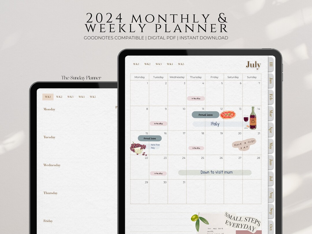 2024 Digital Planner Goodnotes Earthy Weekly Planner Instant Download ...