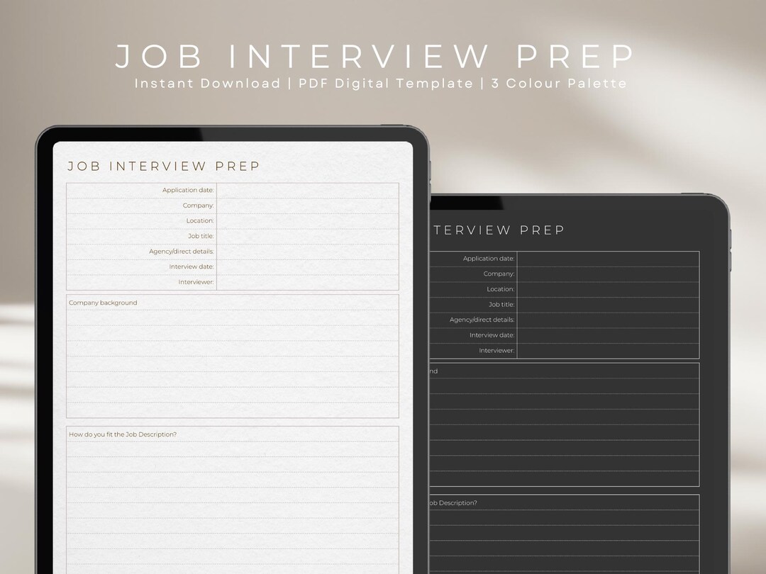 Job Interview Preparation Digital Template, Career Planning Printable ...