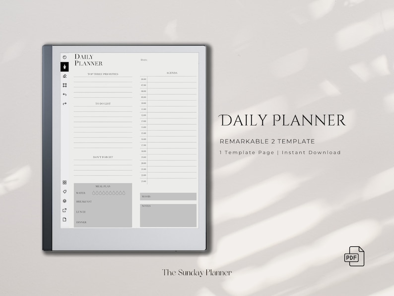 Remarkable 2 Template, Digital Template, Daily Planner, Digital Daily ...