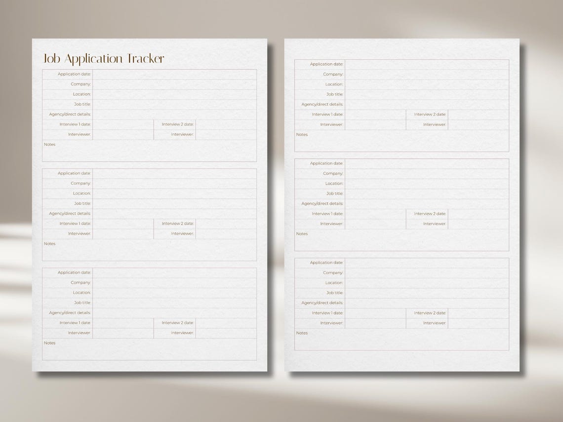 Job Application Digital Template for Goodnotes Interview Tracker ...