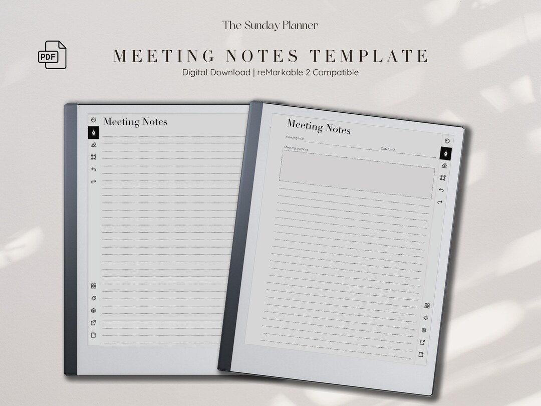 Remarkable 2 Meeting Notes Template for Work Calls Business Meeting ...