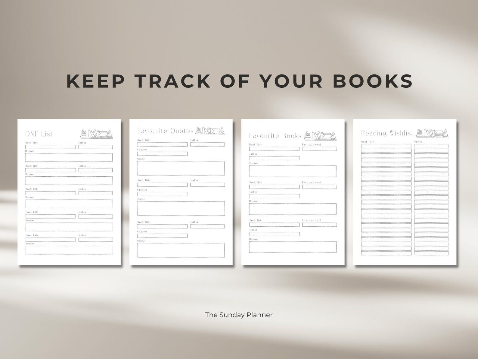Reading Journal Template, Digital Book Tracker, PDF Reading Log ...