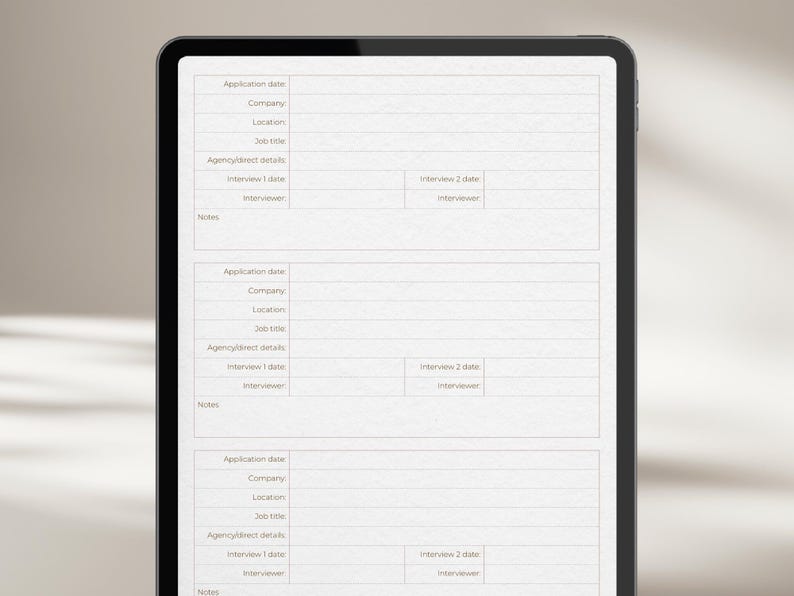 Job Application Digital Template for Goodnotes Interview Tracker ...
