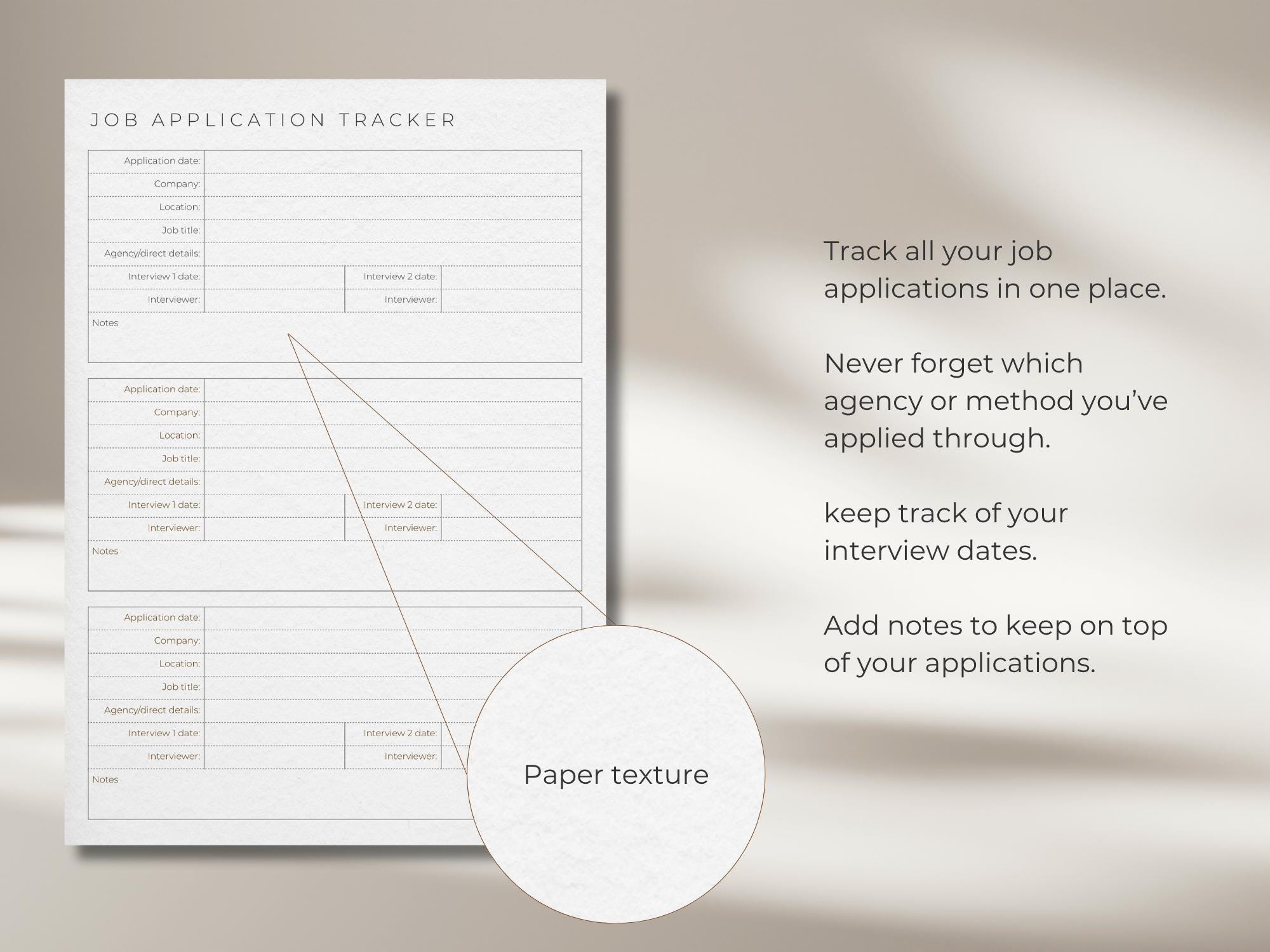 Job Application Tracker Template: Interview Prep (digital Download) - Etsy