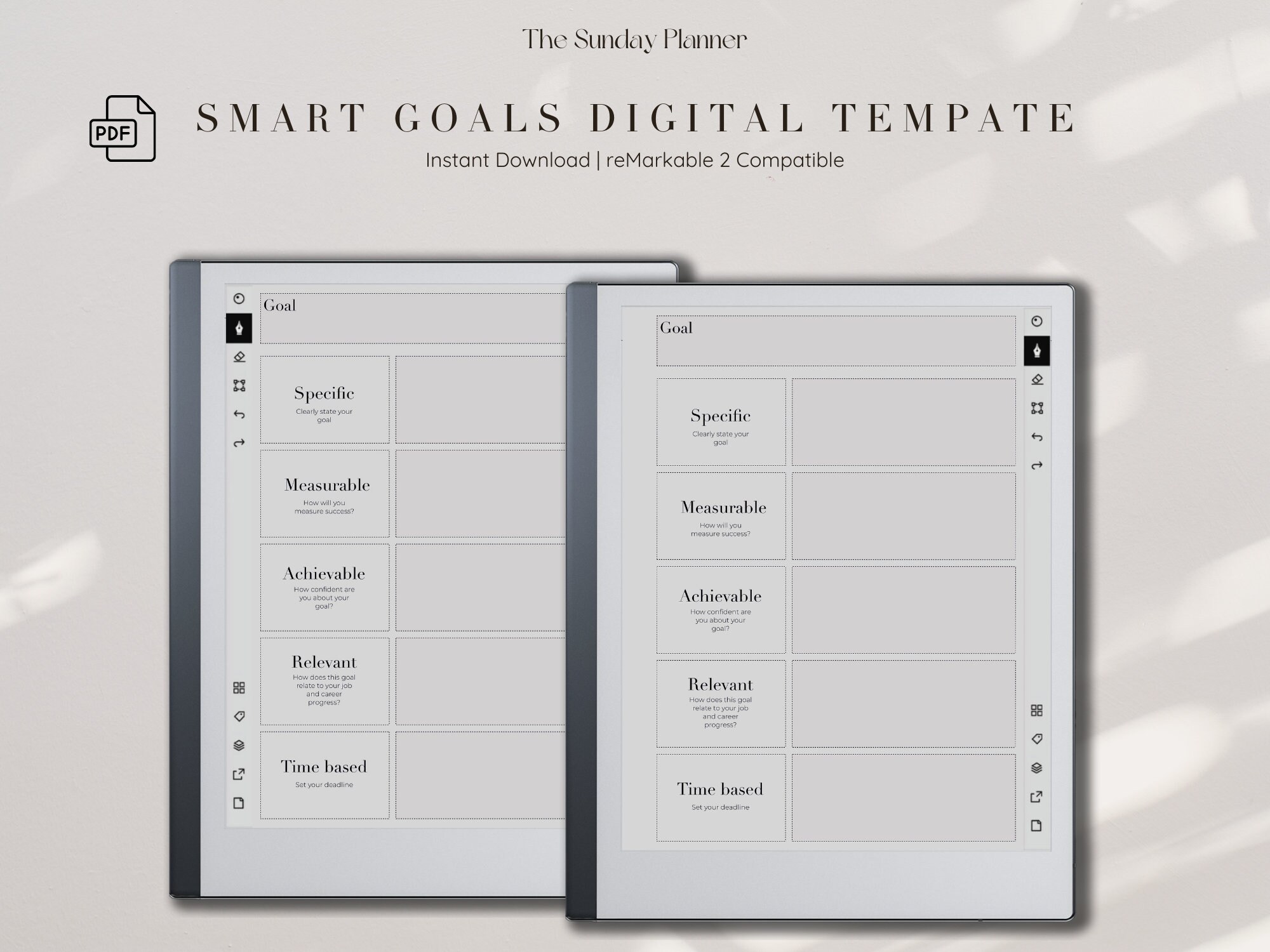 SMART Goal Planning Digital Template for Remarkable 2 Printable Goal ...