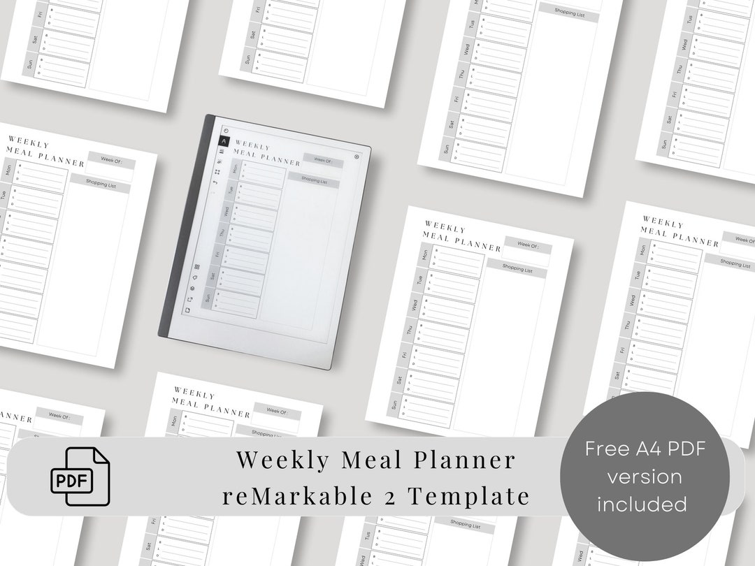 Remarkable 2 Template Meal Planner Weekly Meal Planner - Etsy