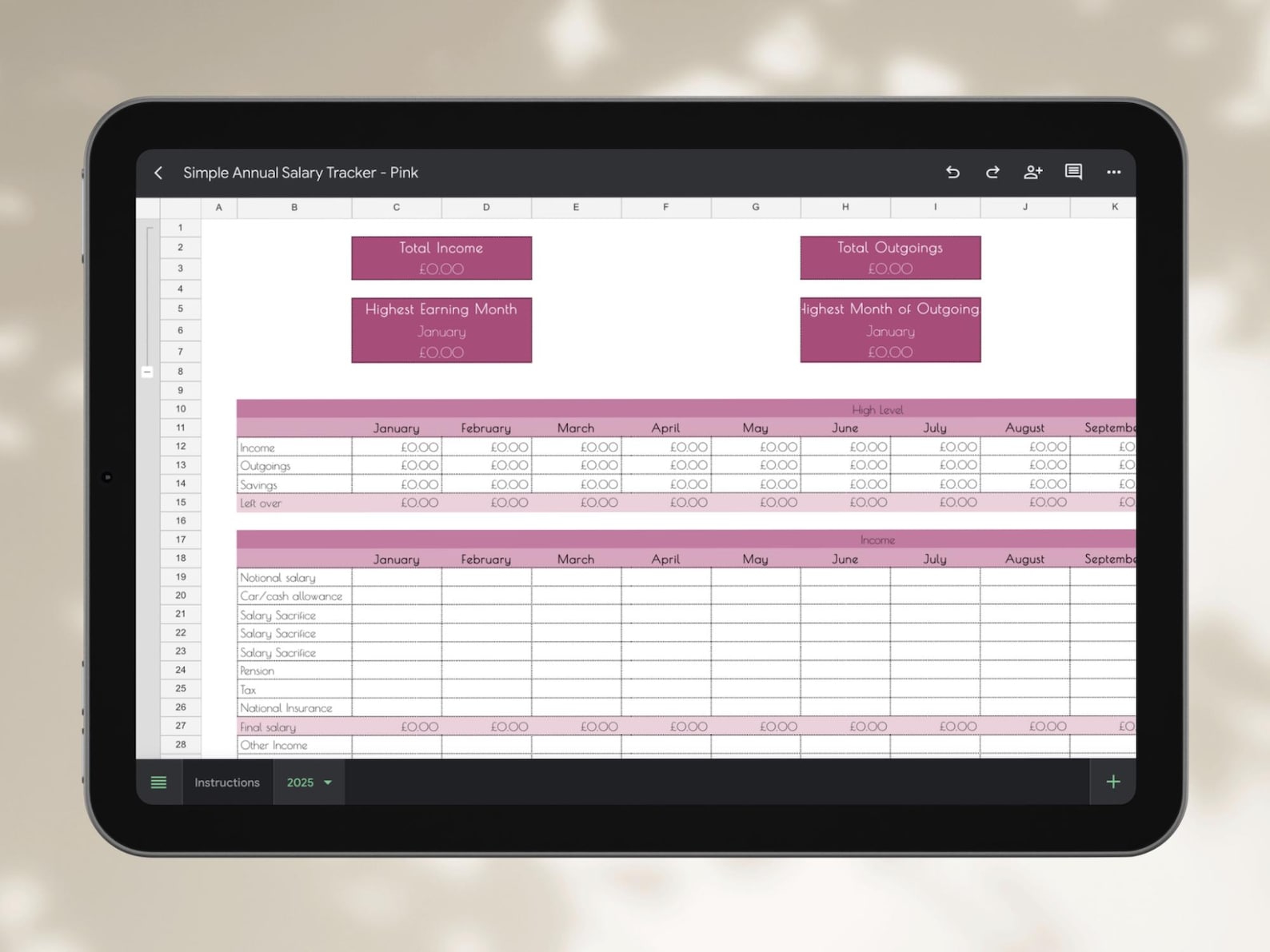 Simple Salary Tracker Spreadsheet Google Sheets Tracking Report Income ...